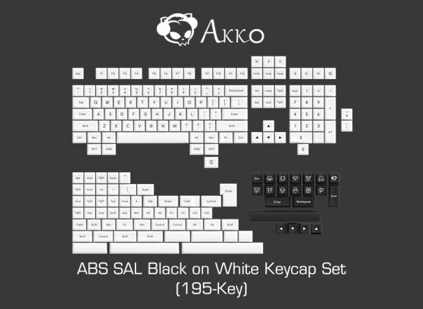 Black on White ABS SAL Keycap Set(195-Key) | Akko Official Global Site